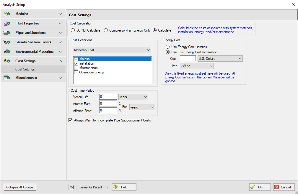 Process Steam System - Cost