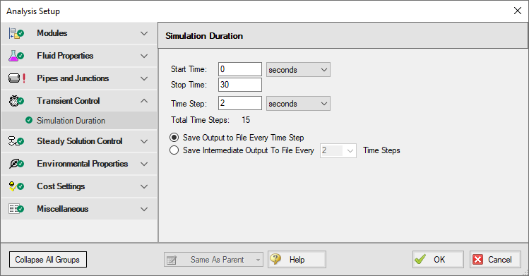 Simulation Duration Panel