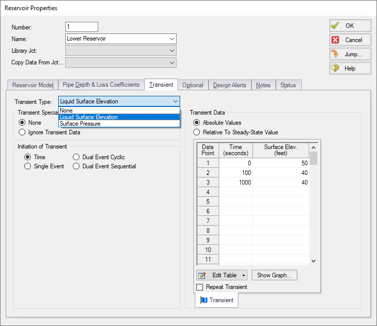 Entering Reservoir Transient Data
