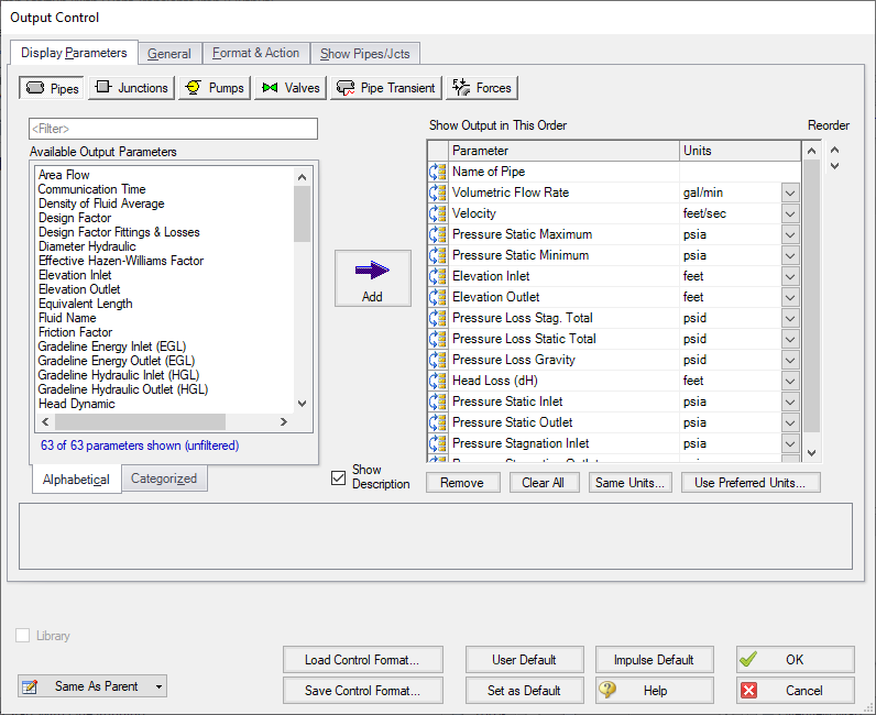 Output Control Window