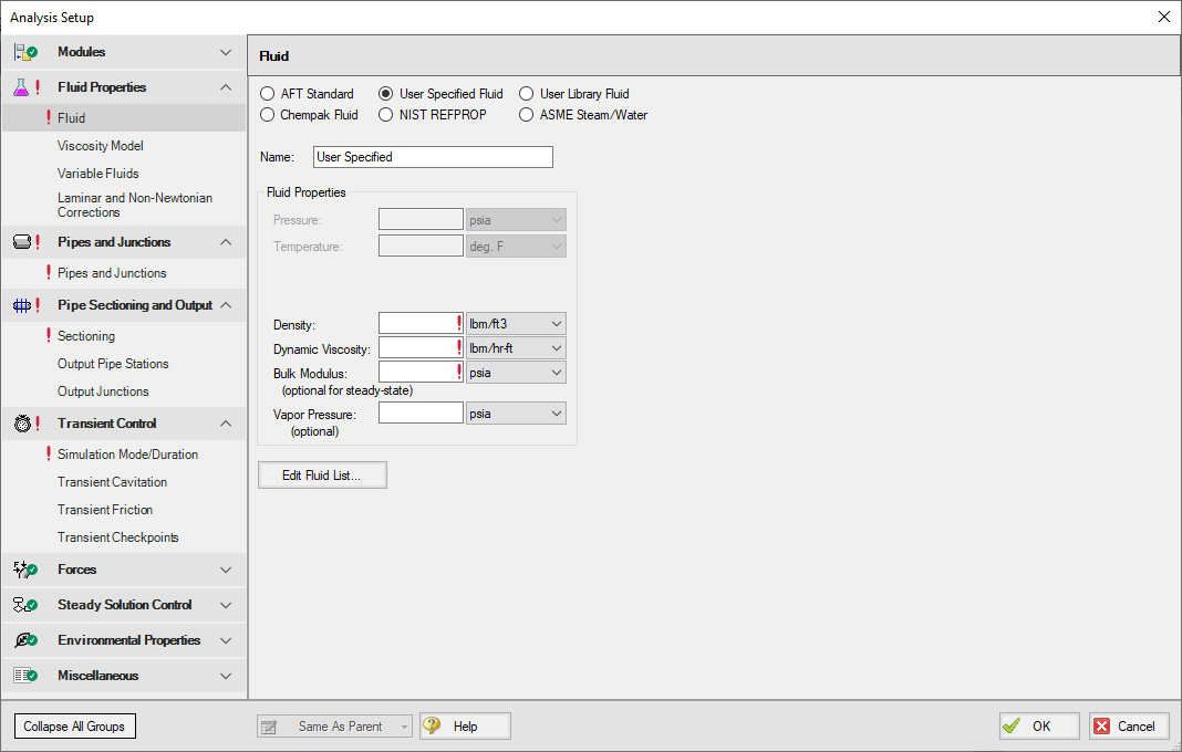 Analysis Setup Overview