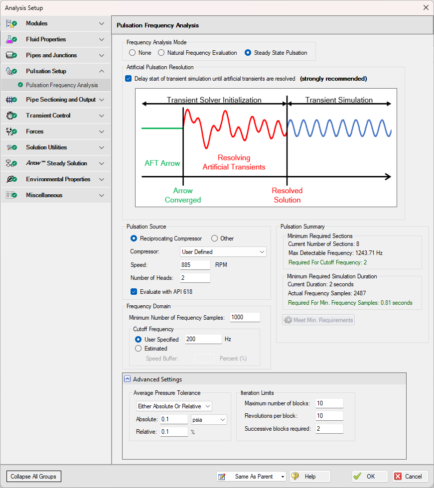 Pulsation Frequency Analysis Panel