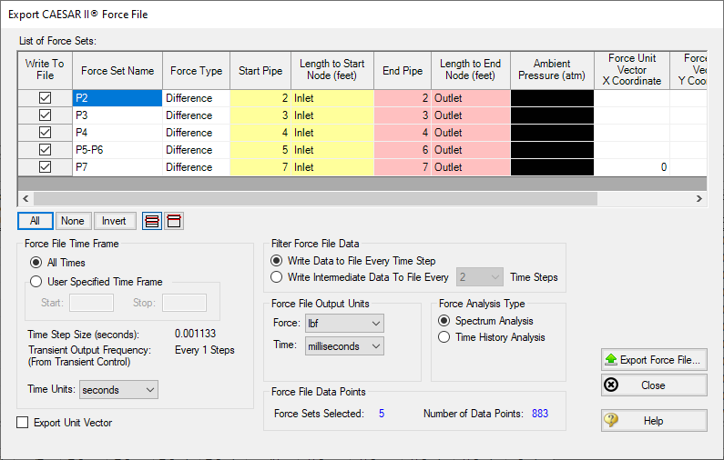 Exporting Force Data