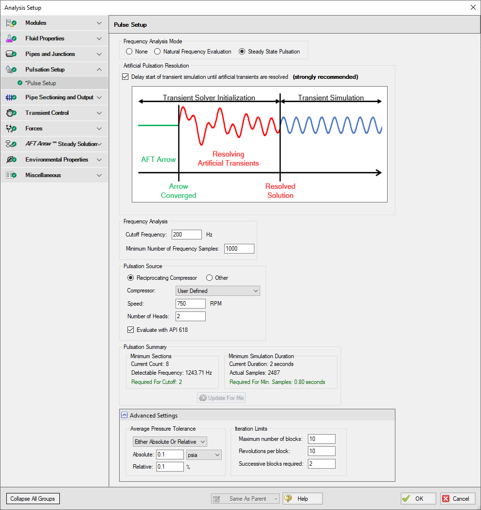 Pulse Setup Panel