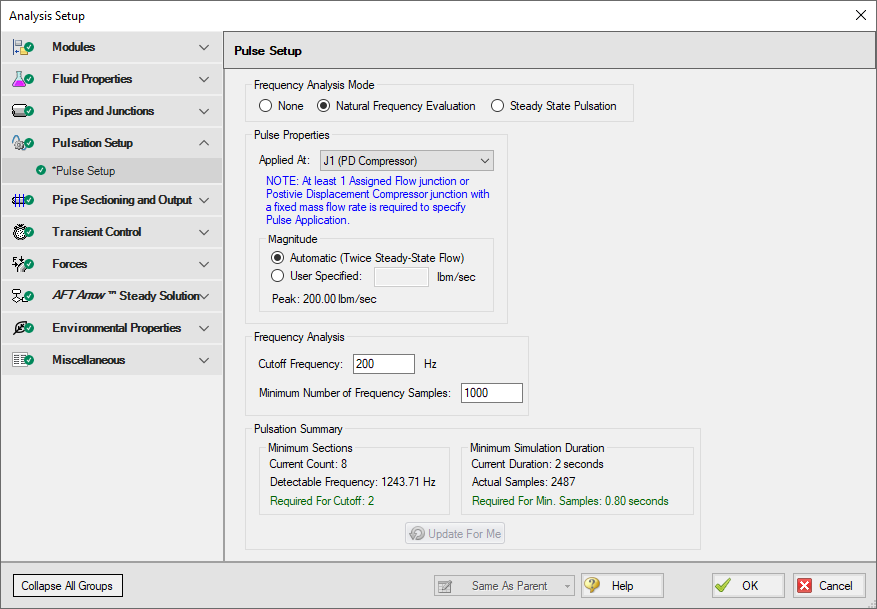 Pulse Setup Panel